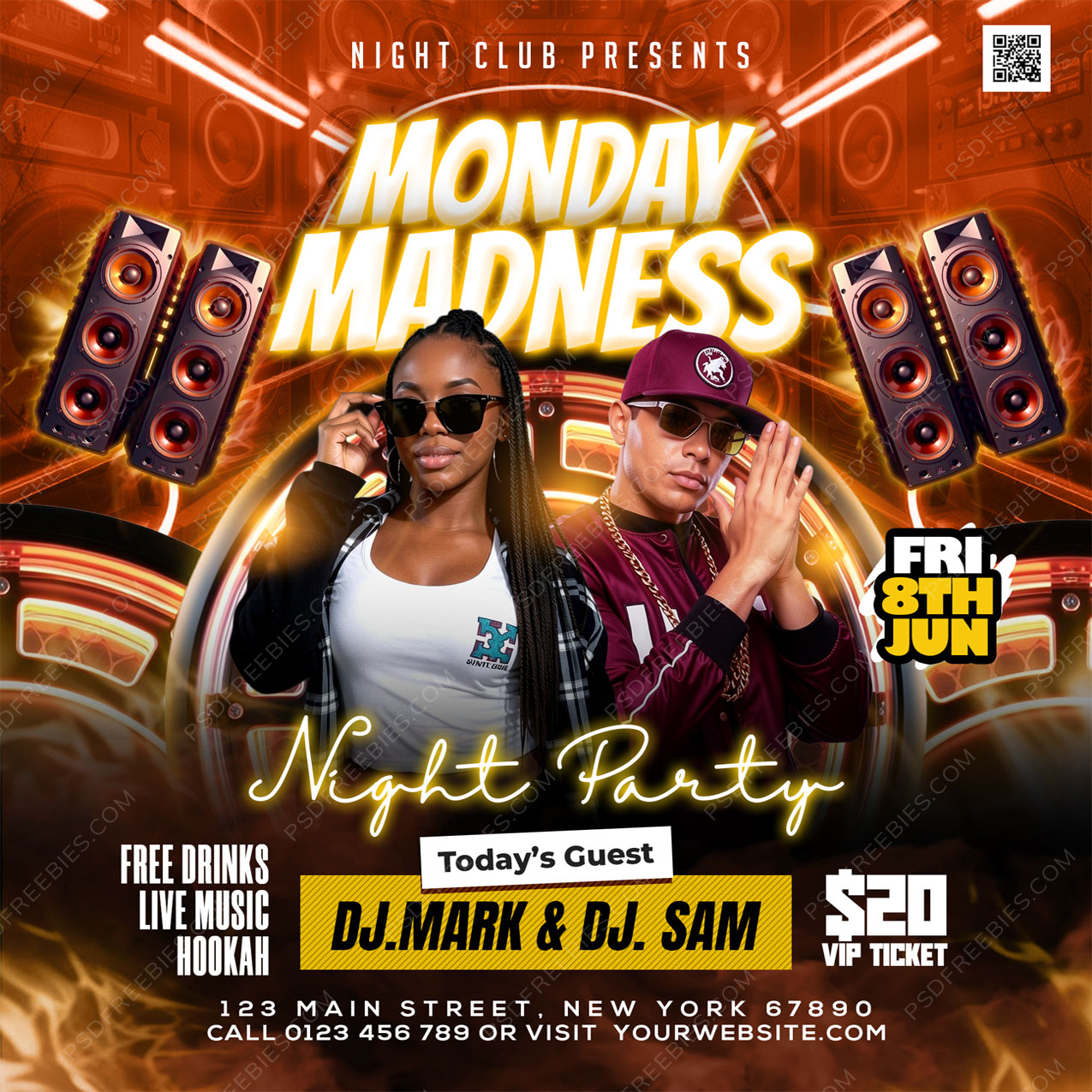 Monday Night Club Party Social Media Flyer PSD | PSDFreebies.com