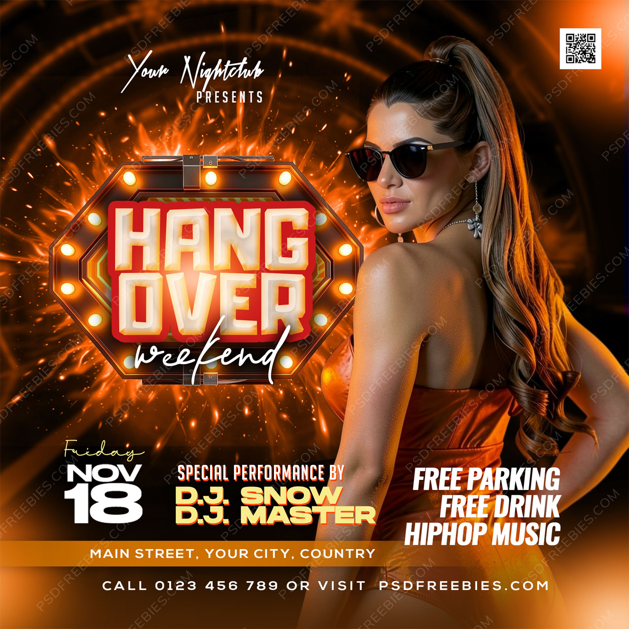 Weekend Nightclub Party Social Media Flyer PSD | PSDFreebies.com