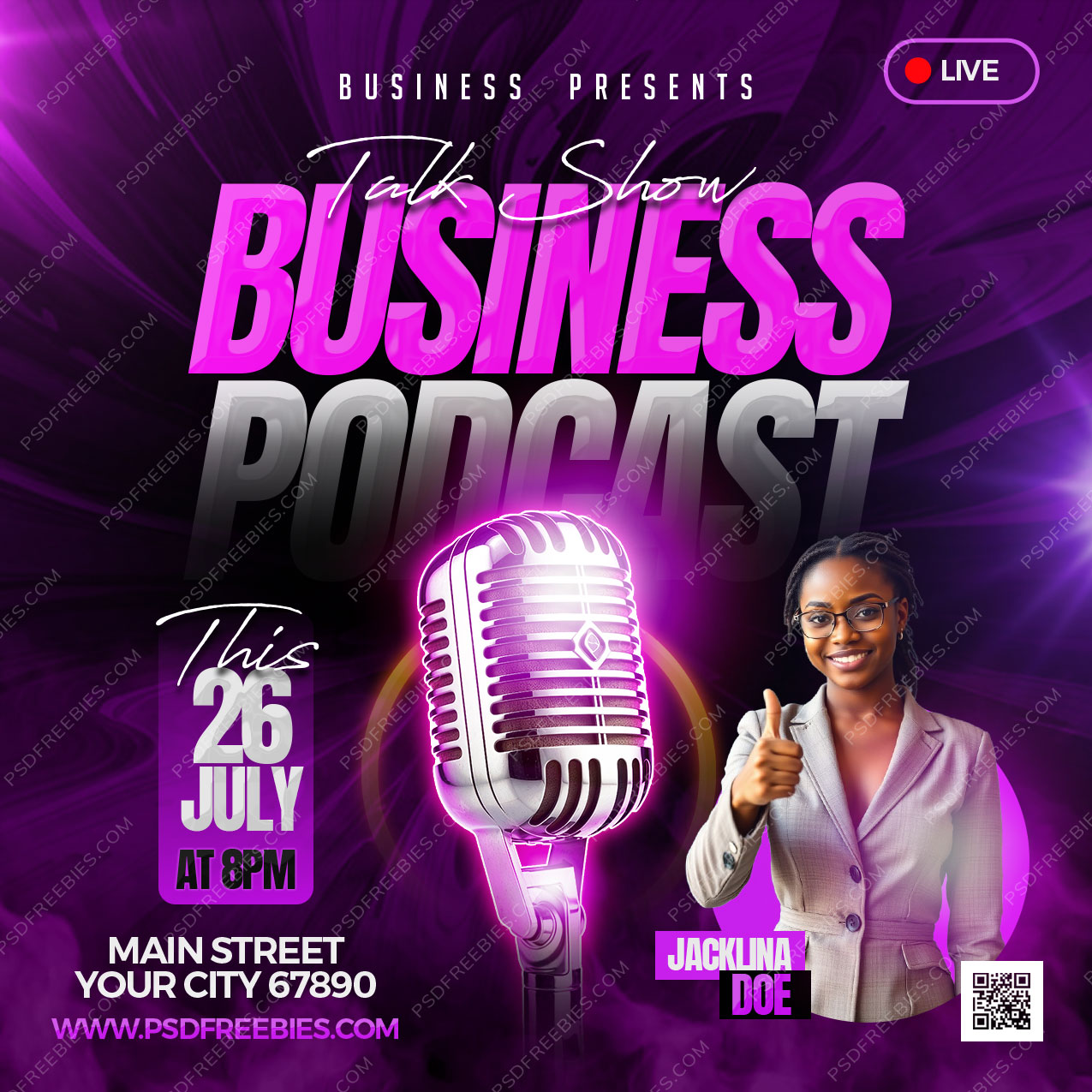 Business Podcast Announcement Post PSD Template | PSDFreebies.com