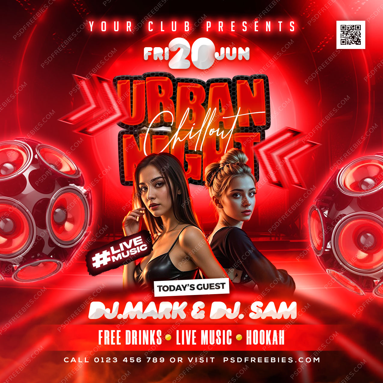 Club DJ Party Event Social Media Post PSD | PSDFreebies.com