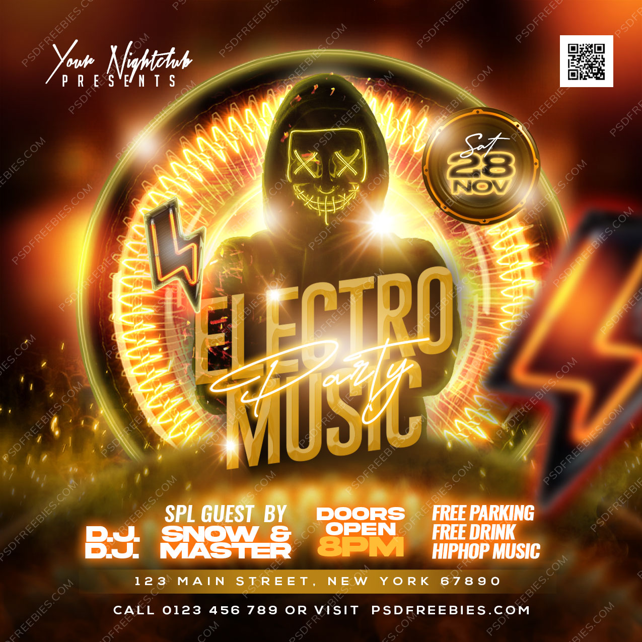 Mega Music Party Social Media Post PSD | PSDFreebies.com