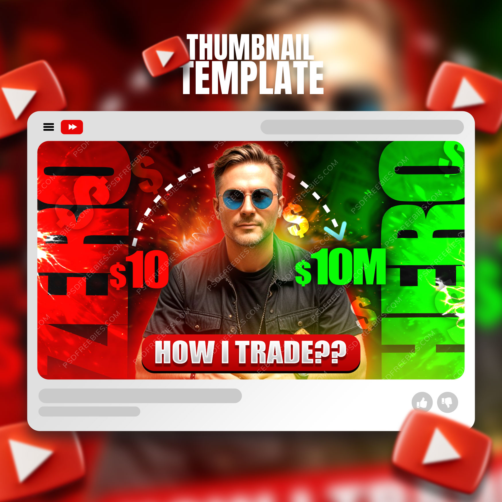 Finance Channels Thumbnail Design PSD Ver 2 | PSDFreebies.com
