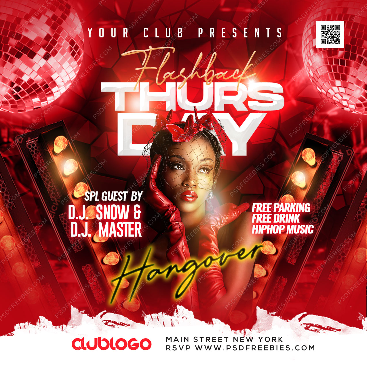 Flashback Night Club DJ Party Post PSD | PSDFreebies.com