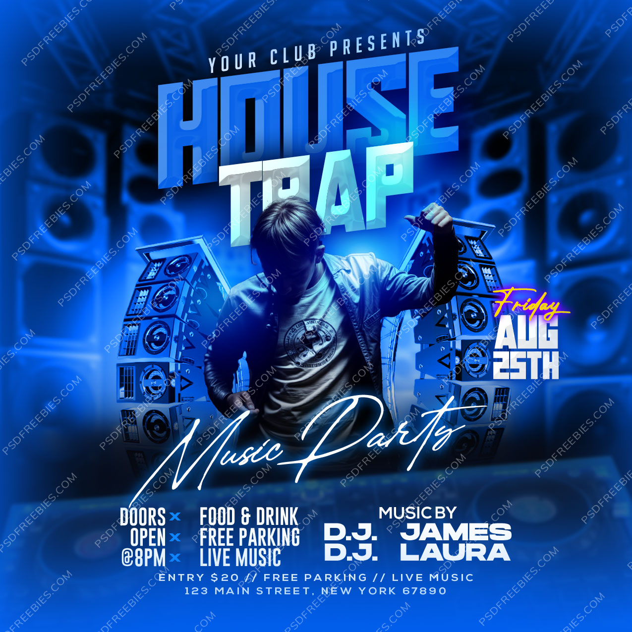 House Trap Music Party Post PSD | PSDFreebies.com