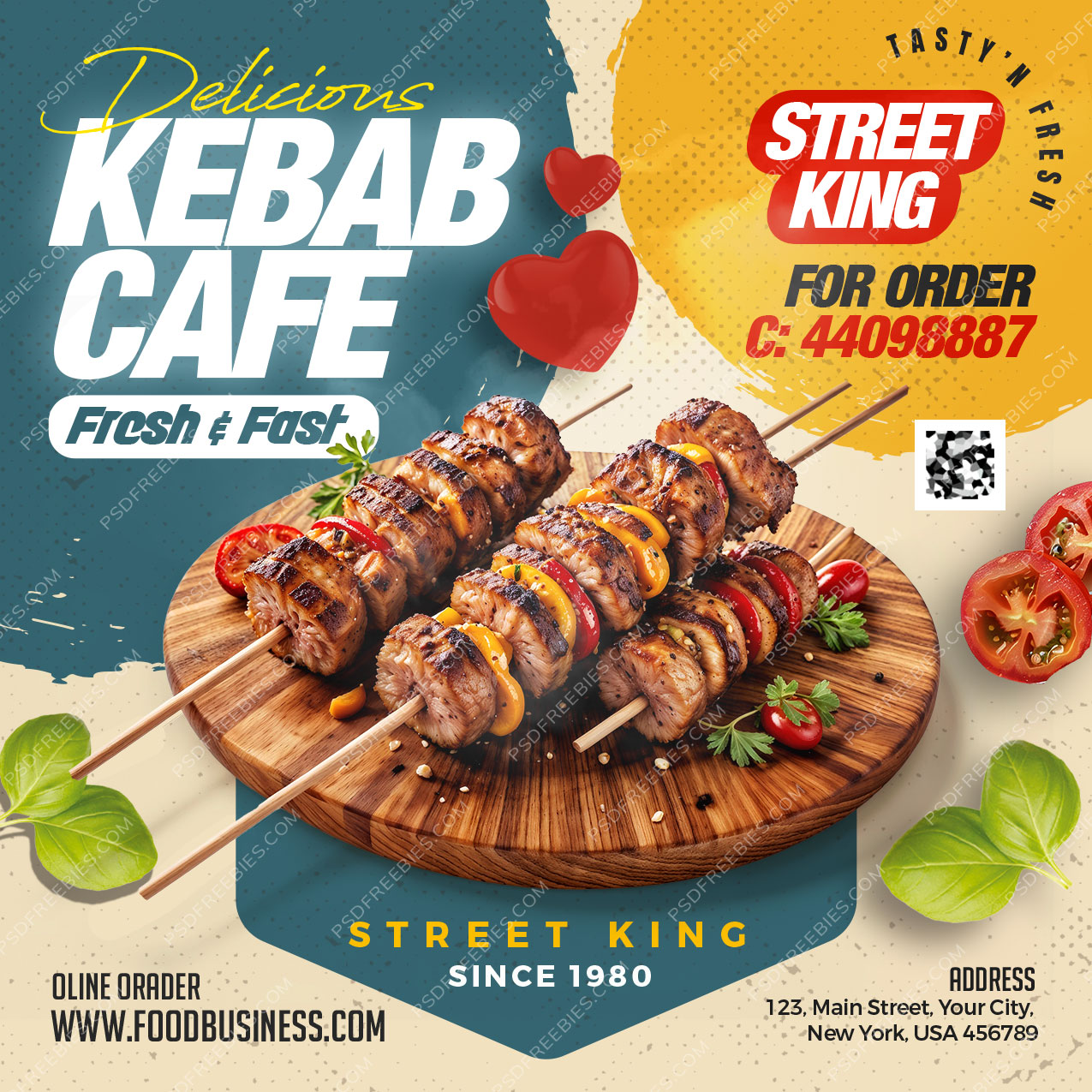 Kebab Cafe Restaurant Social Media Post PSD | PSDFreebies.com