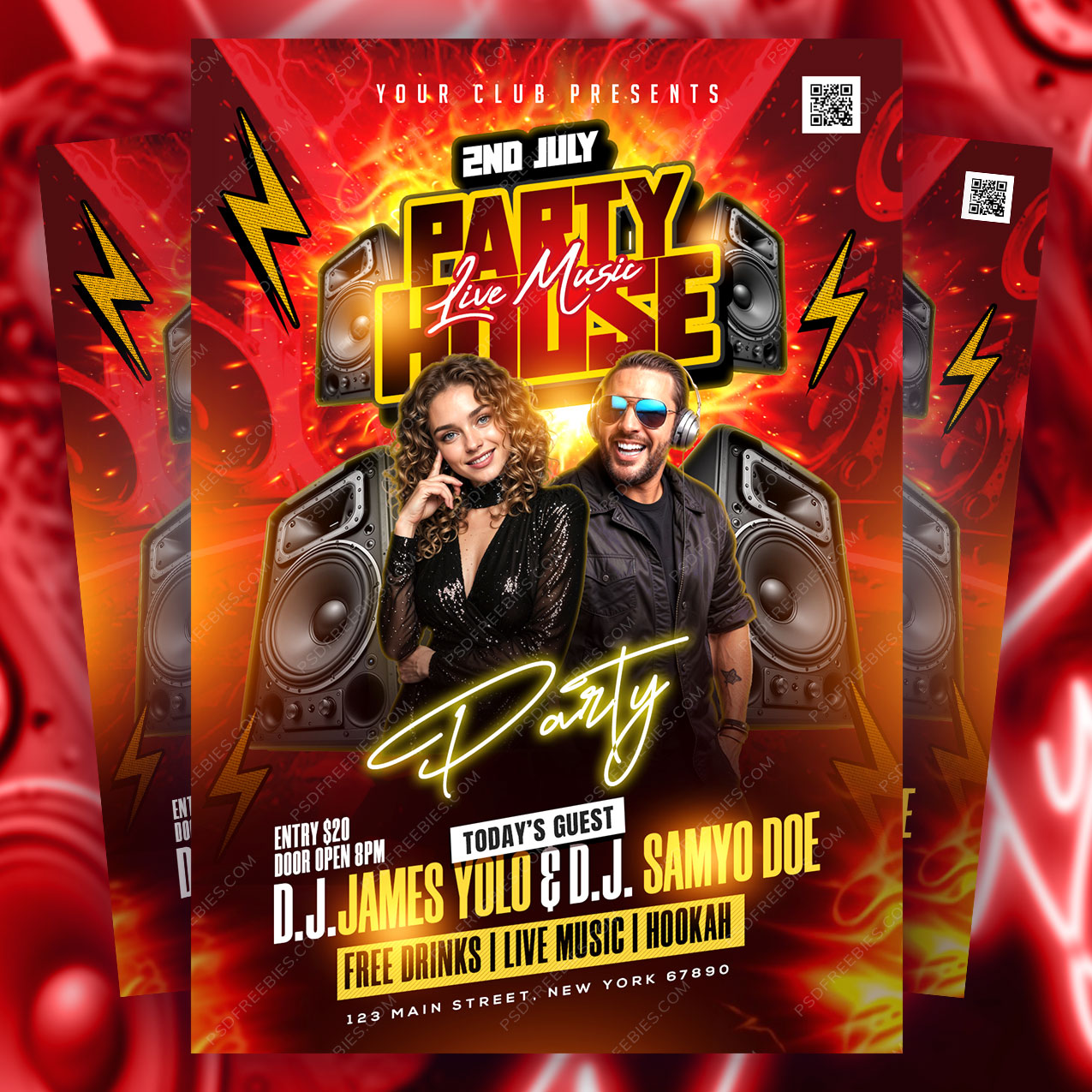 Live DJ Music Party Flyer PSD | PSDFreebies.com