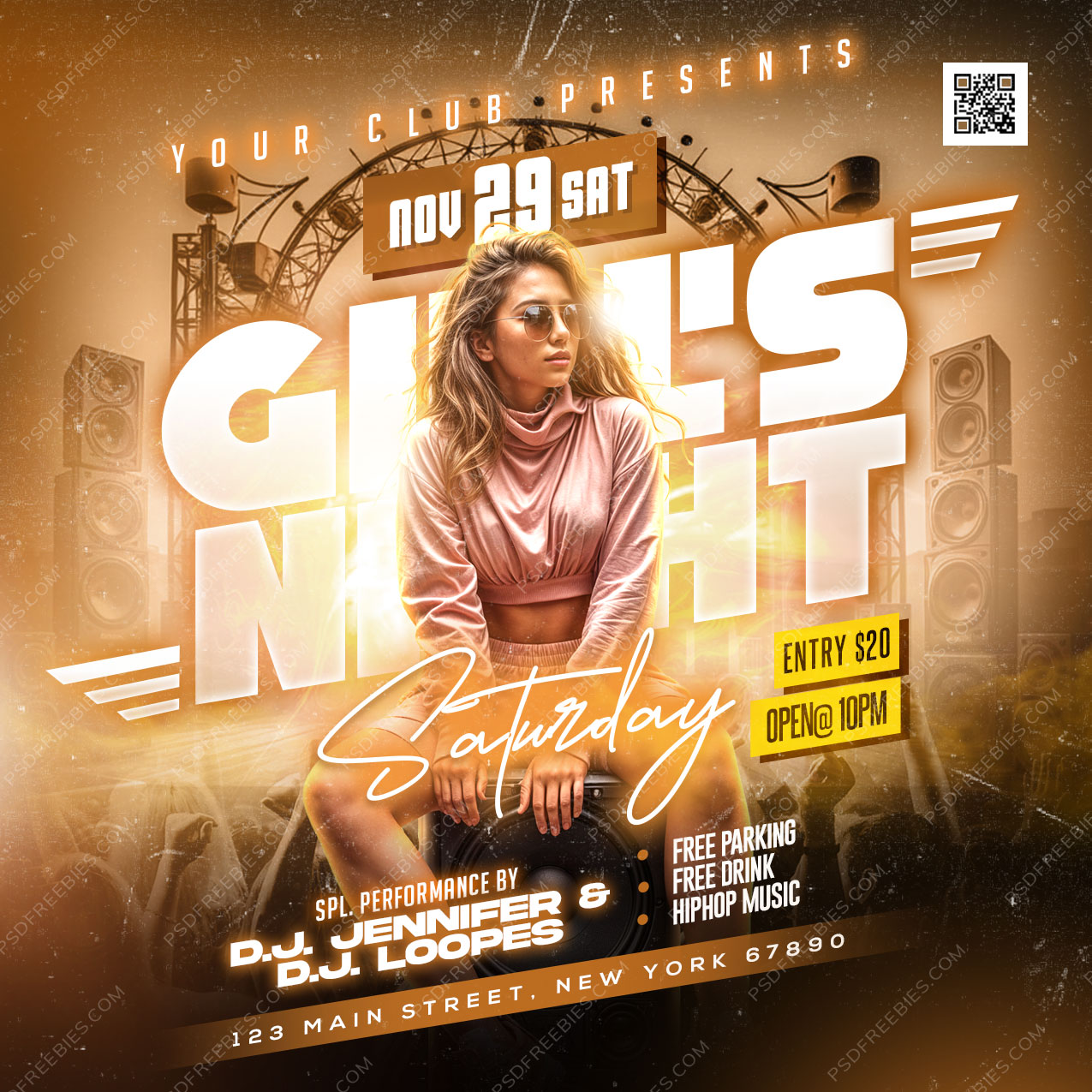 Saturday DJ Party Social Media Post PSD | PSDFreebies.com