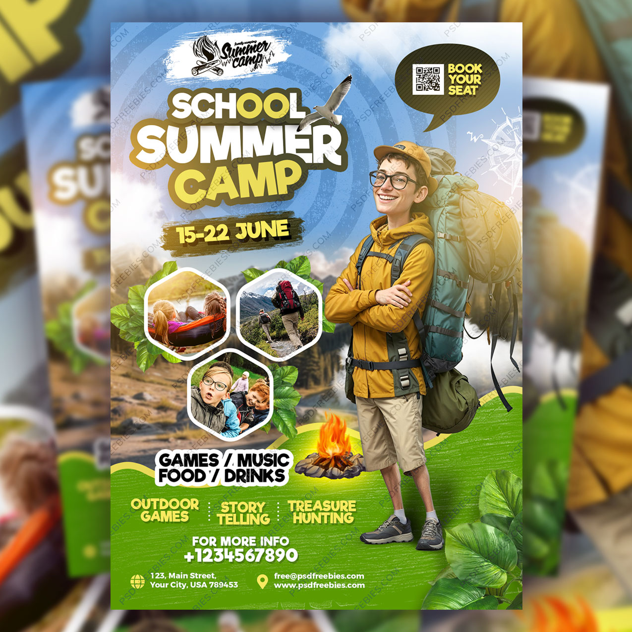 School Summer Camp Promotional Flyer PSD | PSDFreebies.com