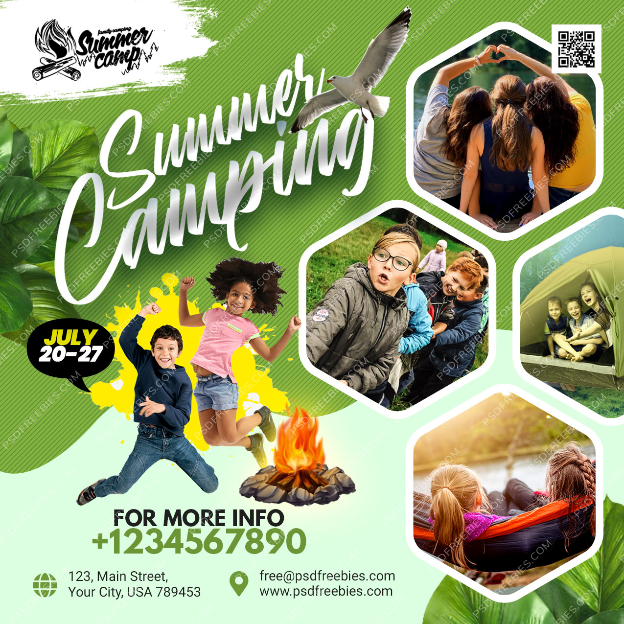 Summer Camping Business Social Media Post PSD | PSDFreebies.com