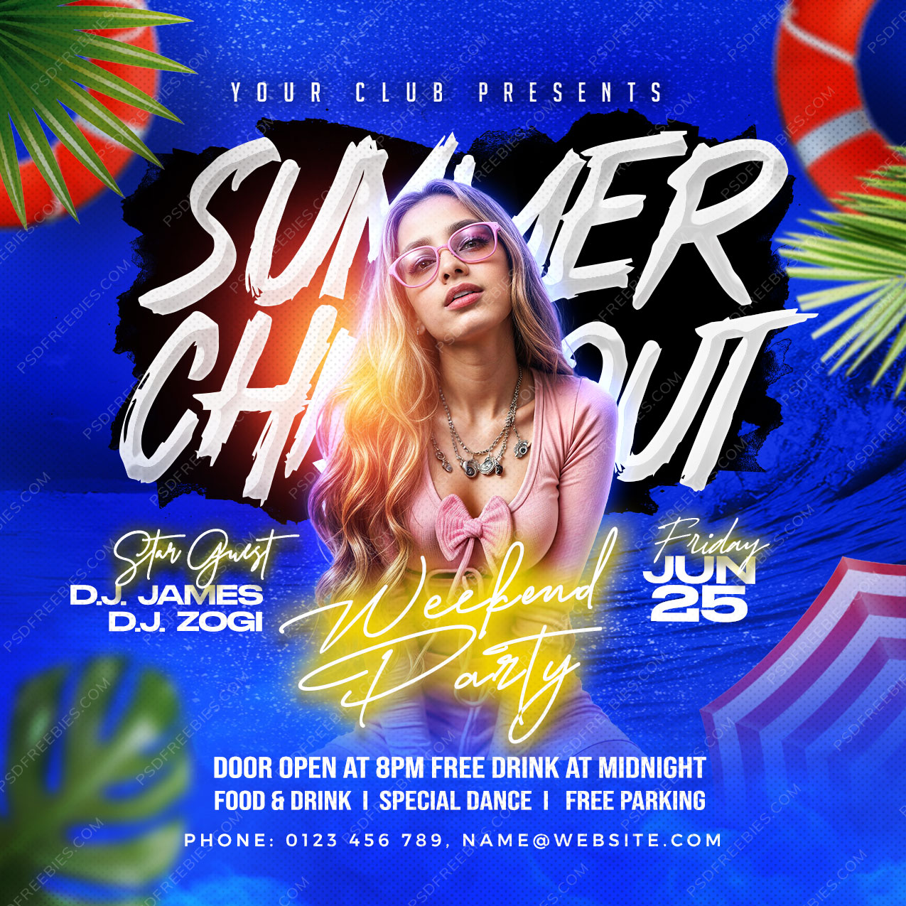 Summer Chill Out Music Party Social Media Post PSD | PSDFreebies.com