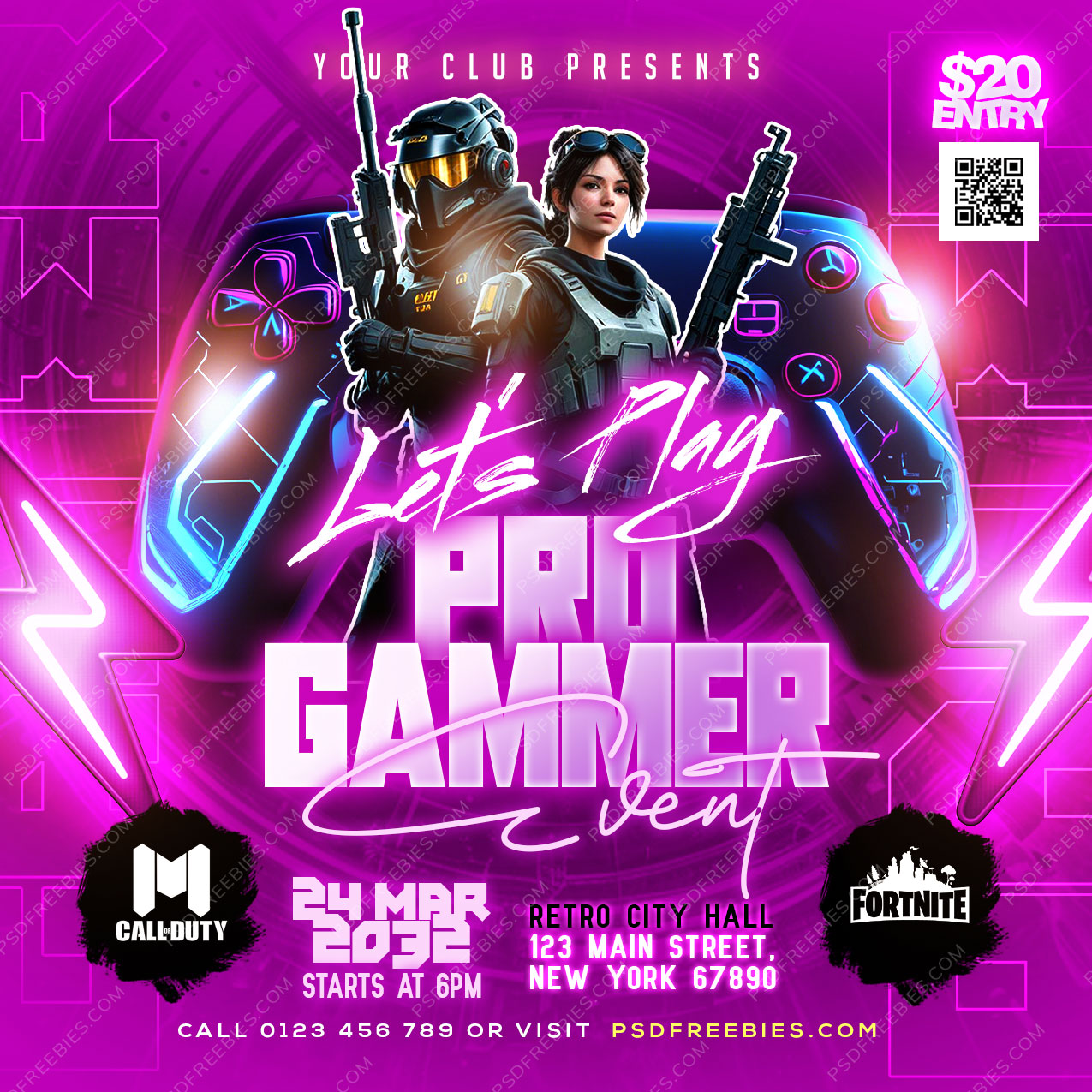 Video Game Event Social Media Post PSD | PSDFreebies.com