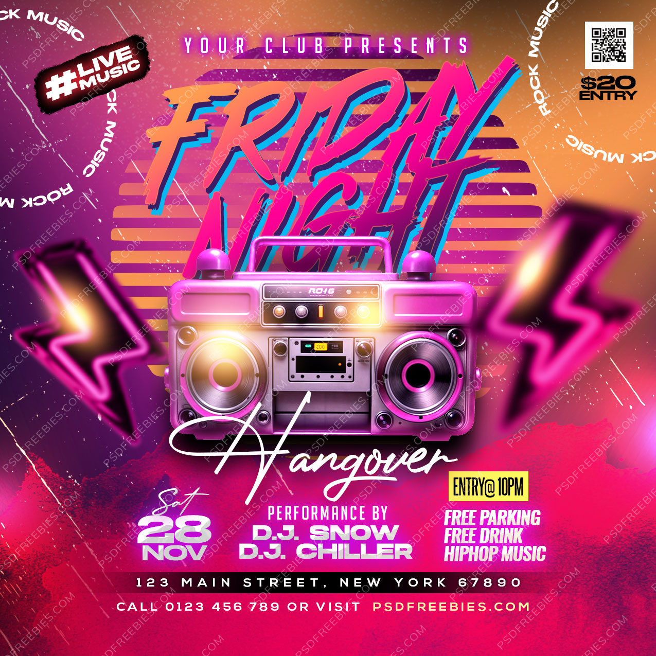 Vintage Friday Party Post PSD Template | PSDFreebies.com