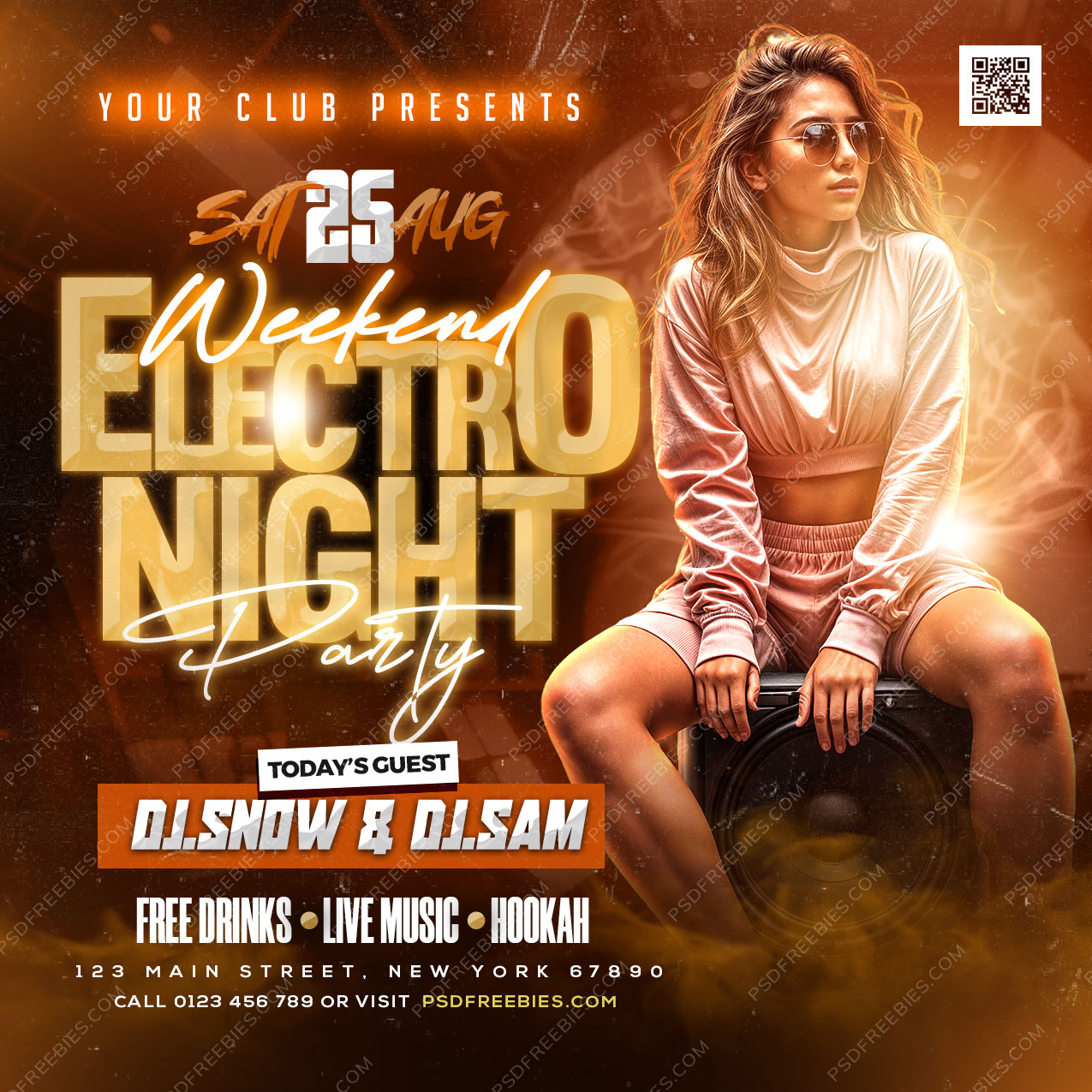 Weekend Electro Night Club Party Post PSD | PSDFreebies.com