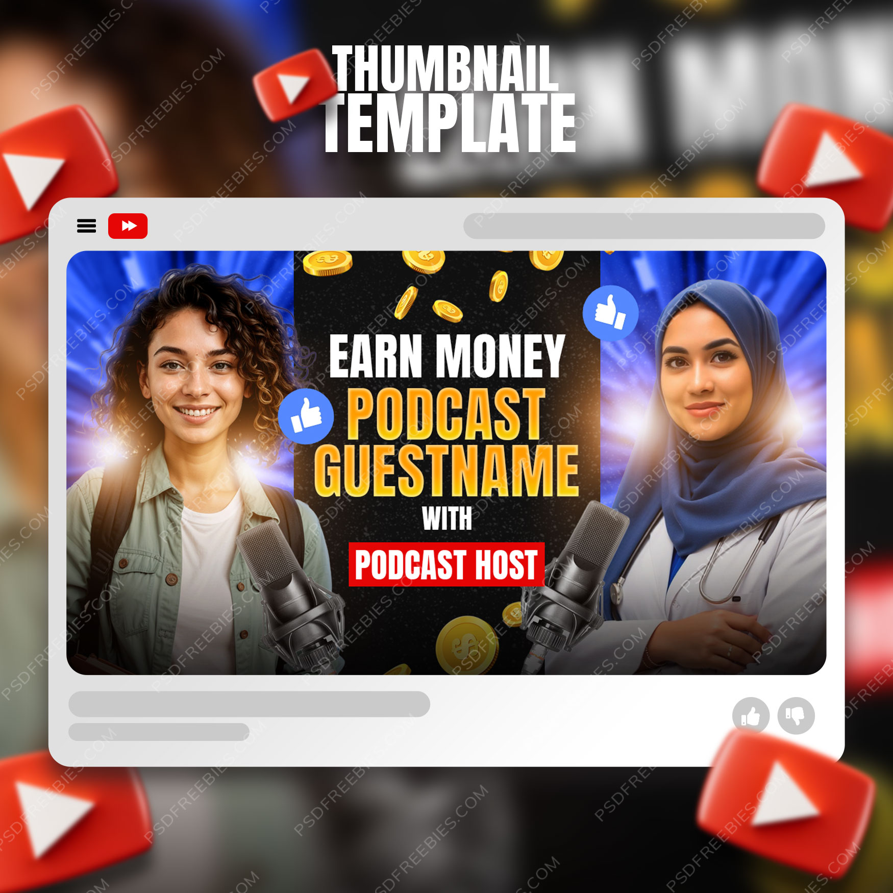 Youtube Podcast Thumbnail PSD Ver 2 | PSDFreebies.com