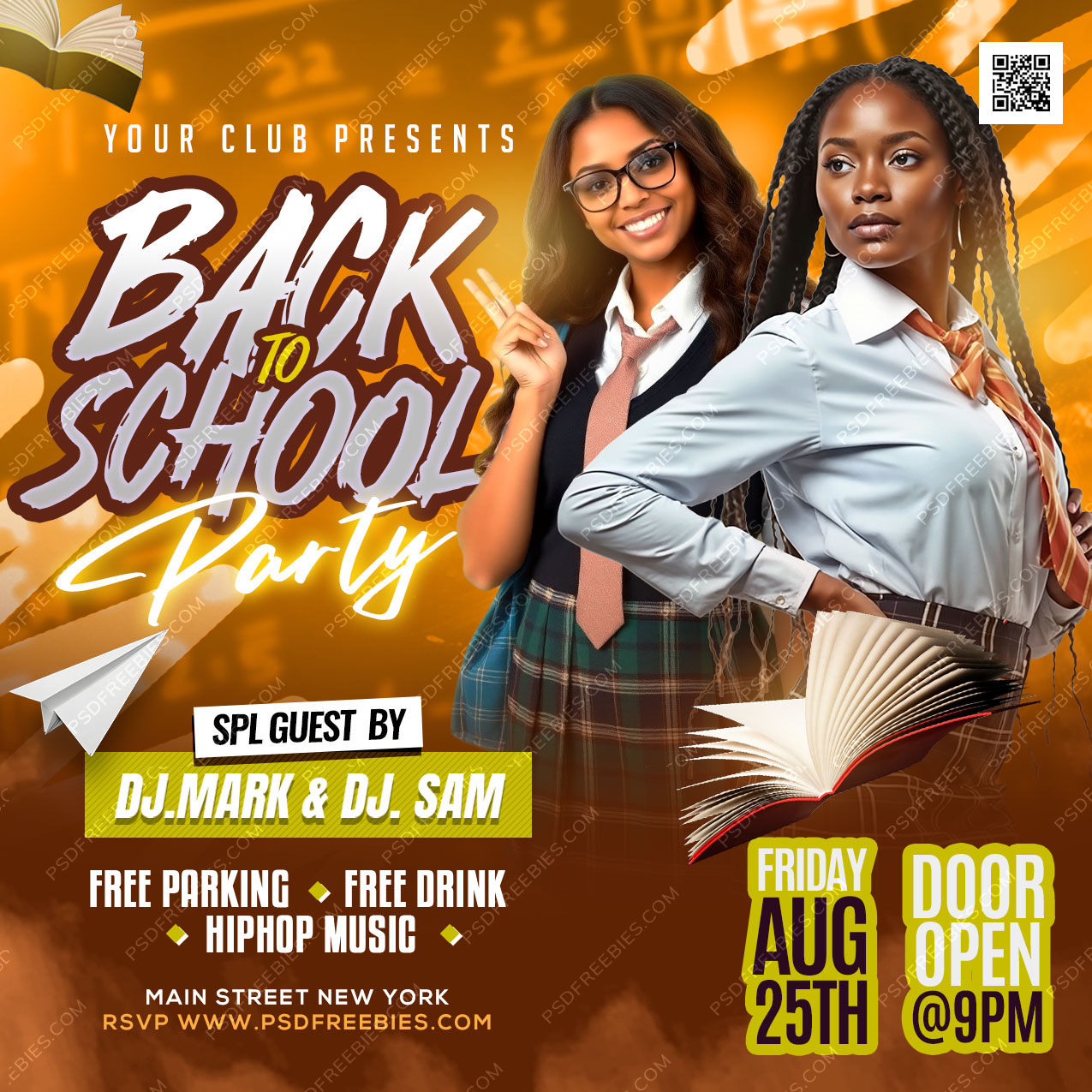 Back to School Party Social Media Post Design PSD | PSDFreebies.com