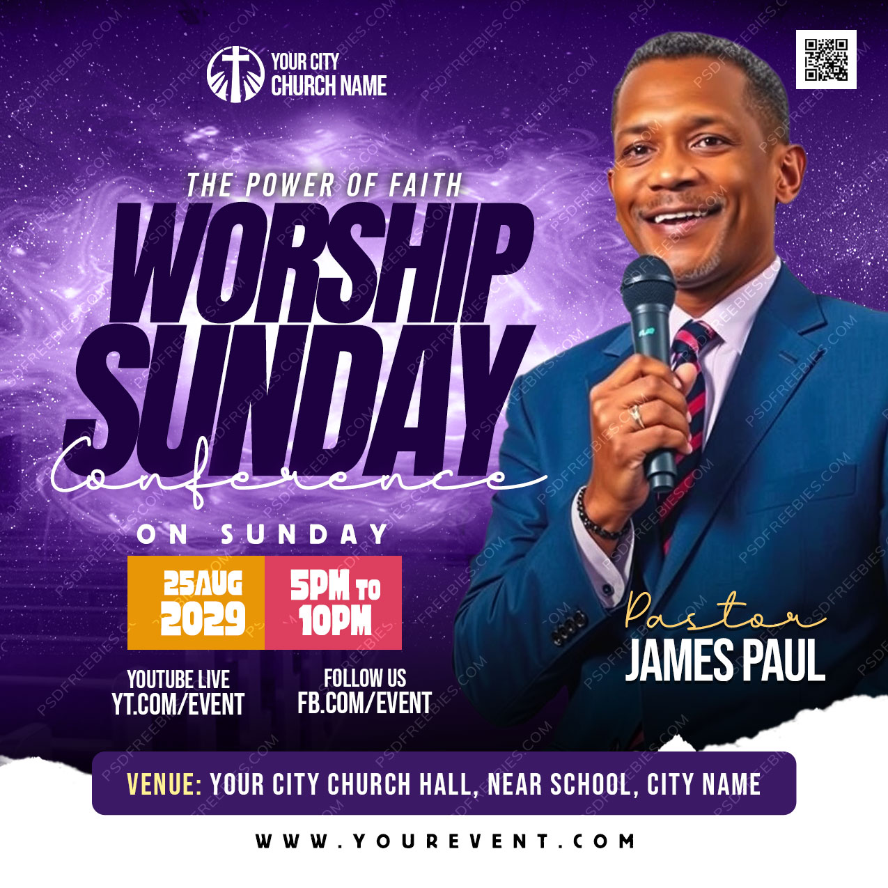 Editable Sunday Church Conference Post PSD Template | PSDFreebies.com