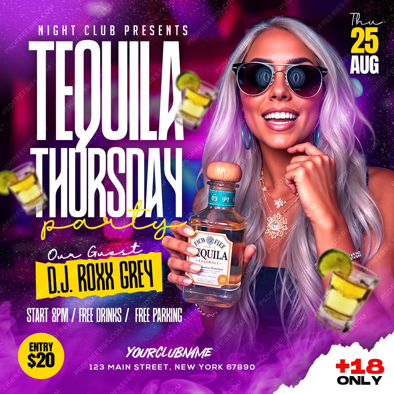 Tequila Thursday Night Club Promotion Post PSD | PSDFreebies.com