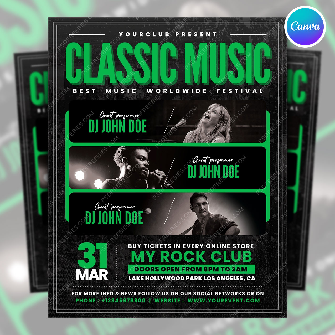 Indie Rock Music Festival Flyer Canva | PSDFreebies.com