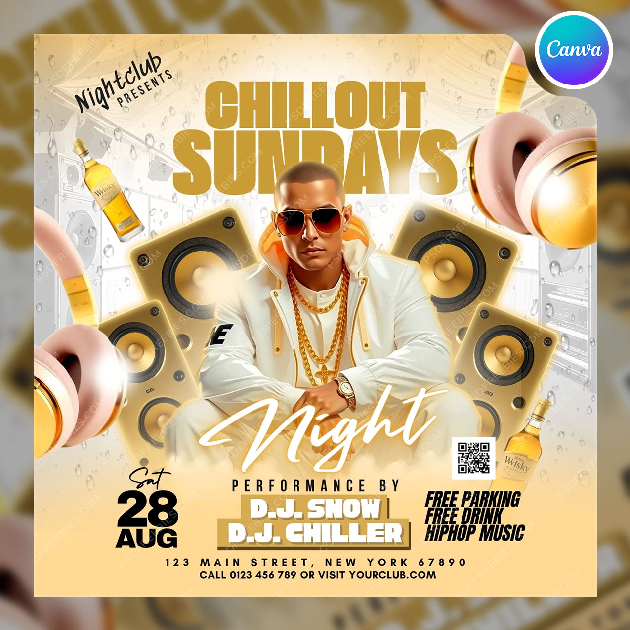 Chillout Sunday Night Club Party Flyer Canva | PSDFreebies.com