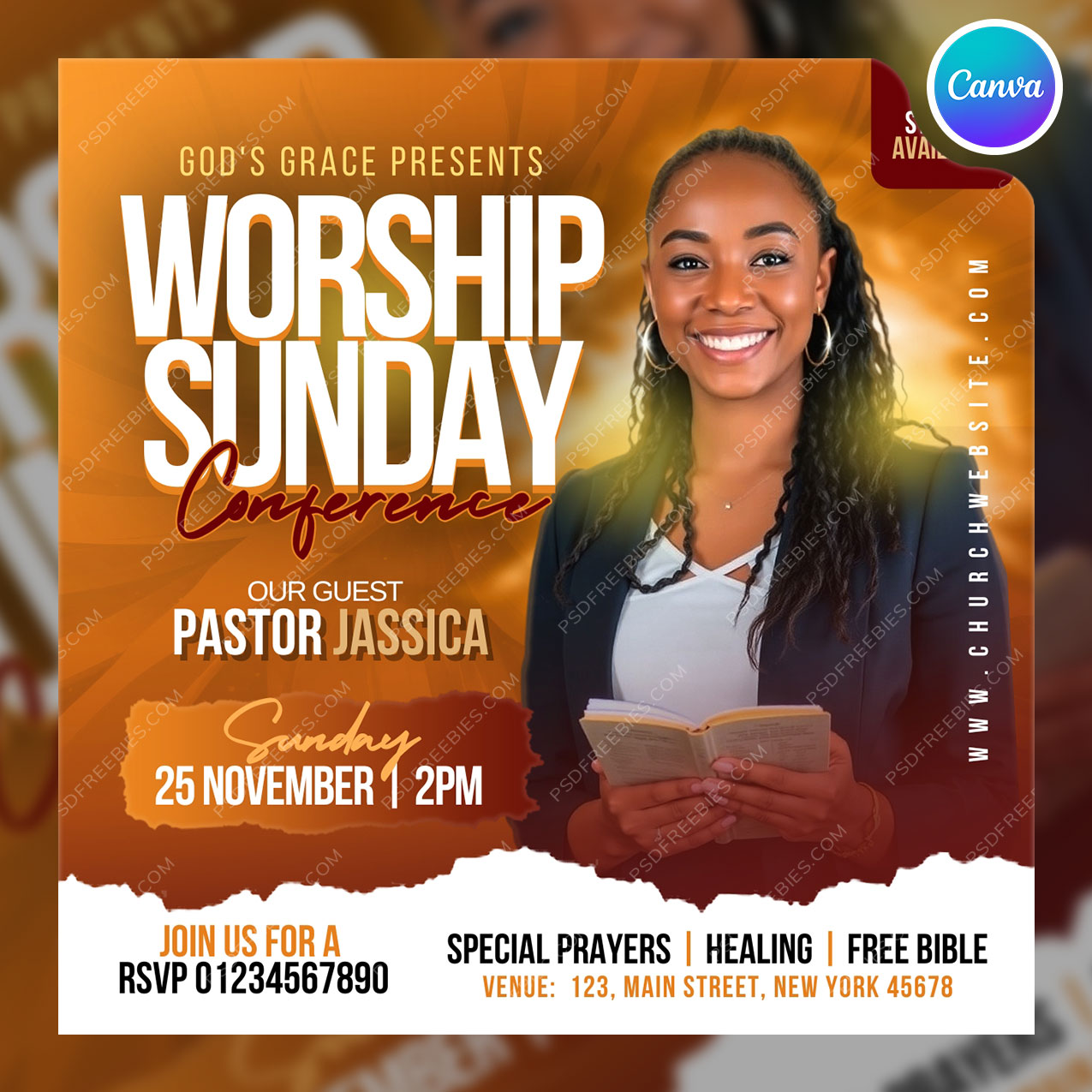 Editable Church Worship Social Media Post Canva | PSDFreebies.com