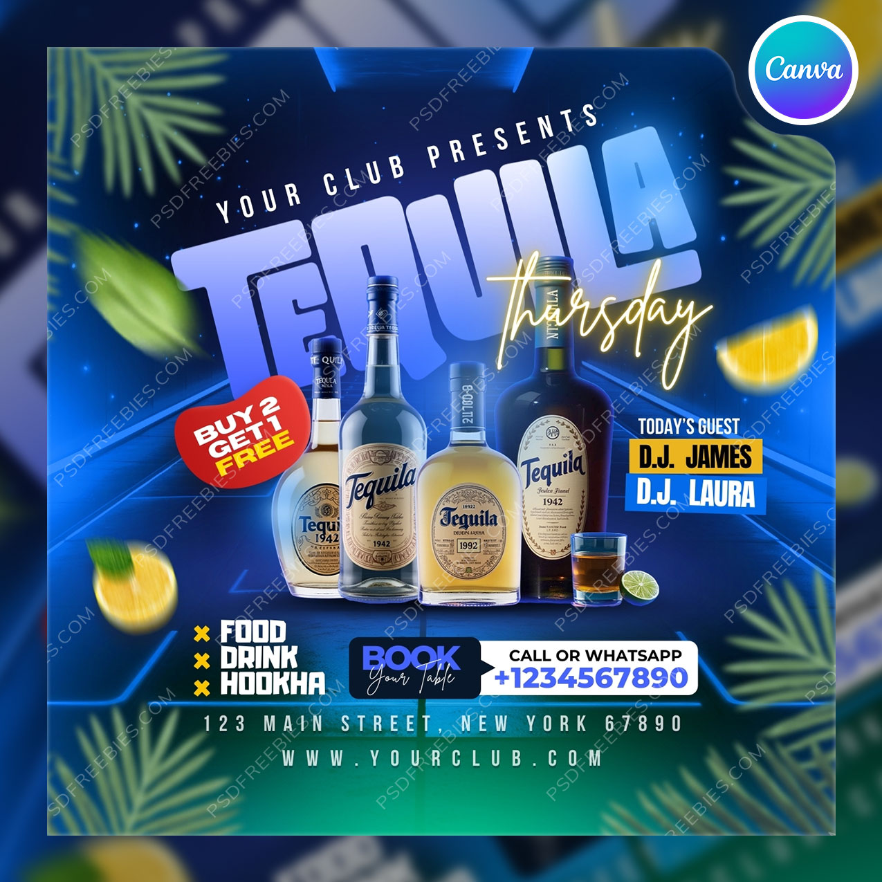 Tequila Thursday social Media Post Canva Template | PSDFreebies.com