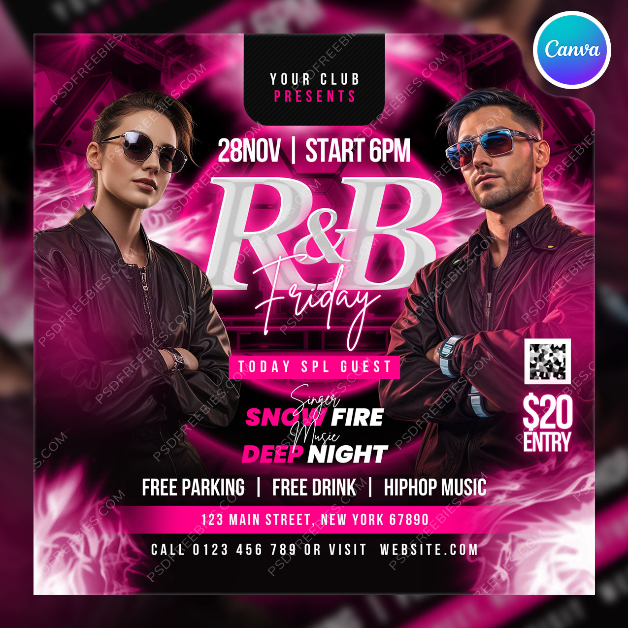 Editable RnB Nightclub Party Post Canva | PSDFreebies.com