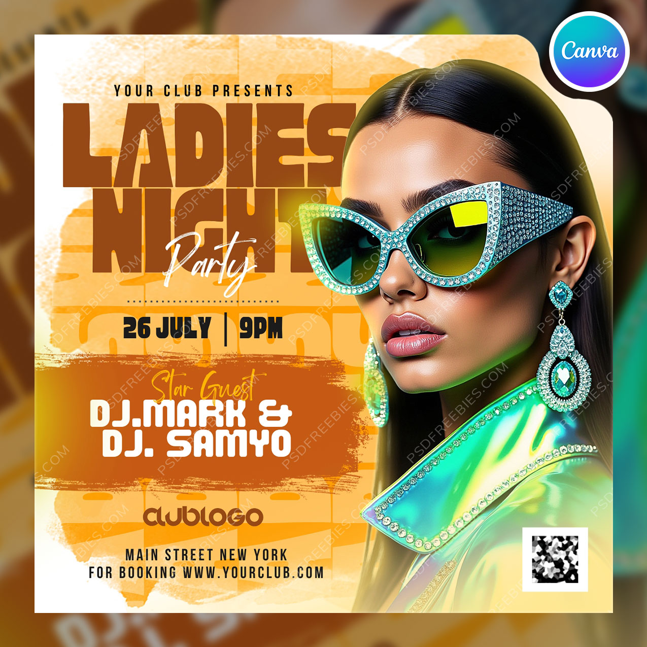 Night Club Ladies Party Post Canva Template | PSDFreebies.com
