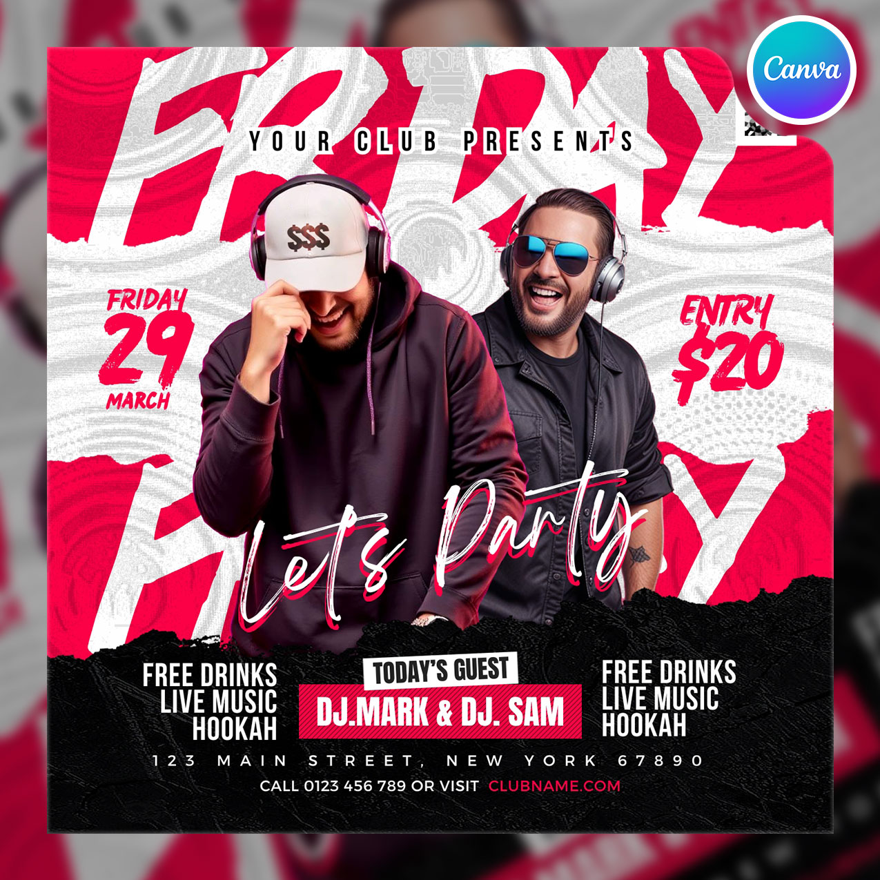 Weekend DJ Music Party Canva Post Template | PSD Freebies | PSDFreebies.com