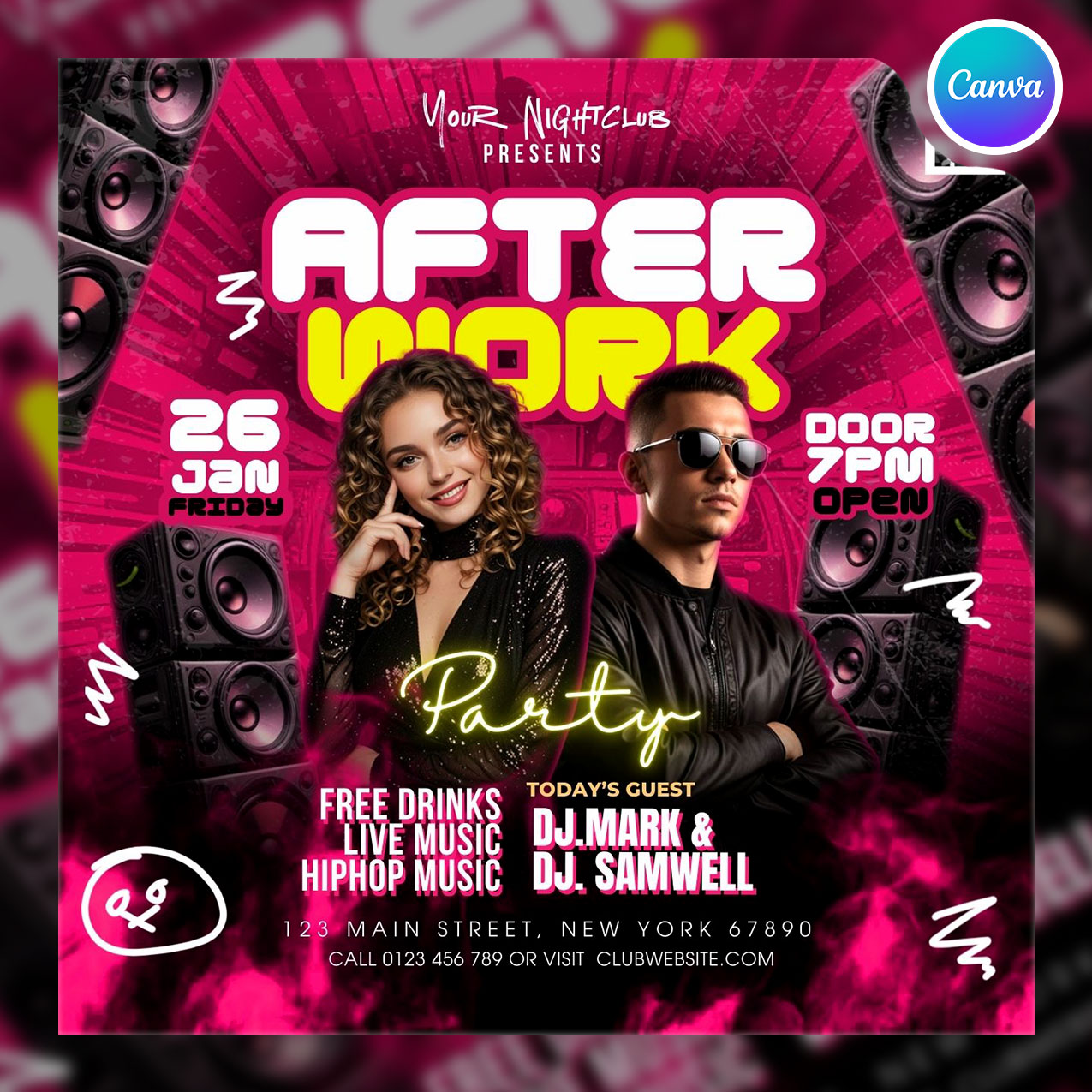 After Work Night Party Canva Flyer Template | PSDFreebies.com