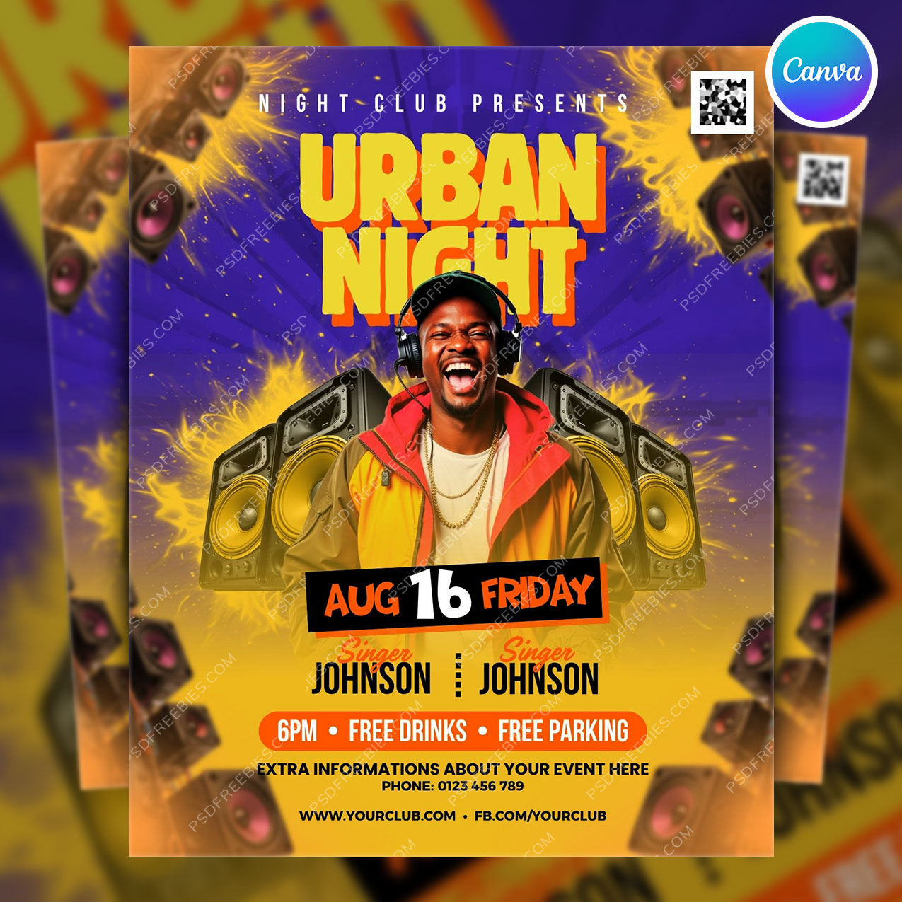 Urban Night Club Weekend Party Flyer Canva Template | PSDFreebies.com