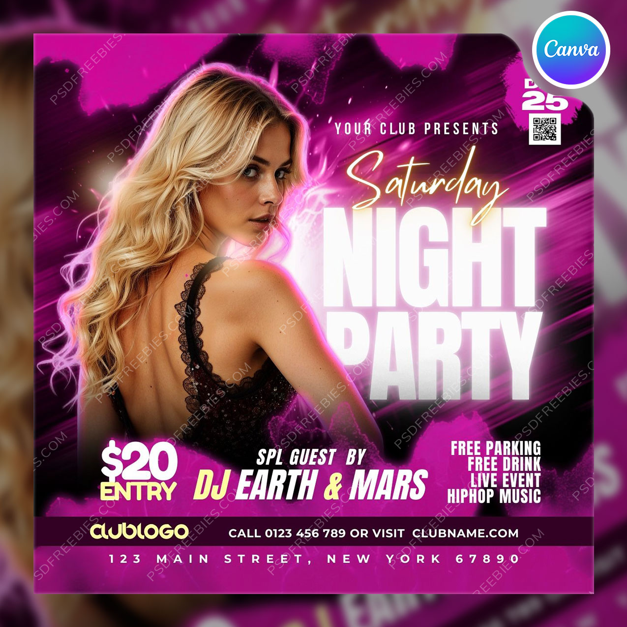 Canva Editable Weekend Club Night Party Post | PSDFreebies.com