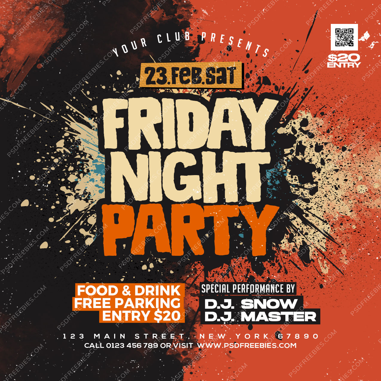 Friday Night Party Post Design PSD | PSDFreebies.com