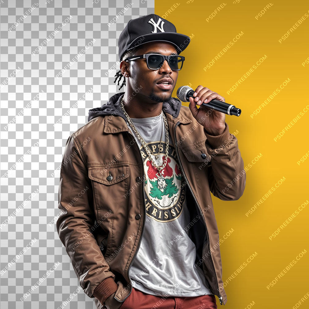 Stylish Rap Artist with Mic PNG | PSDFreebies.com
