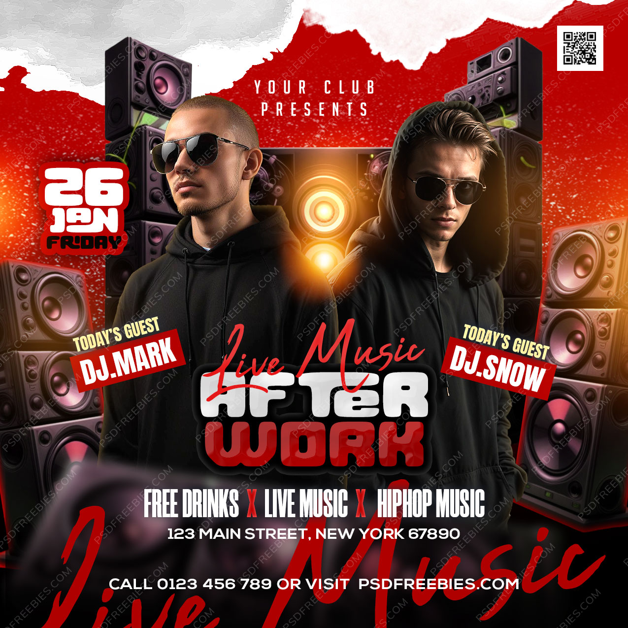 Premium PSD | Weekend Music Party Post PSD Template | PSDFreebies.com