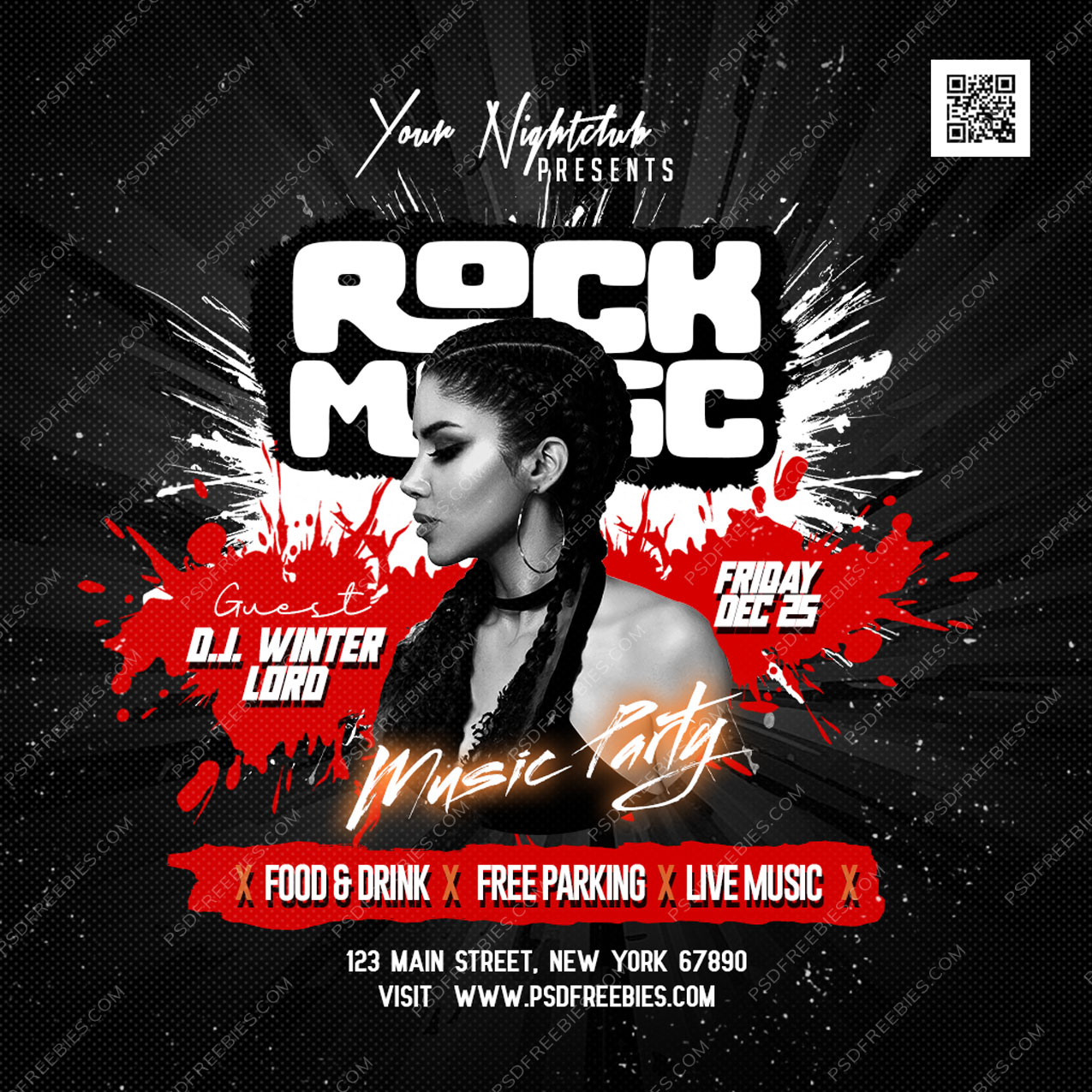 Weekend Rock Music Event Post Design PSD | PSDFreebies.com