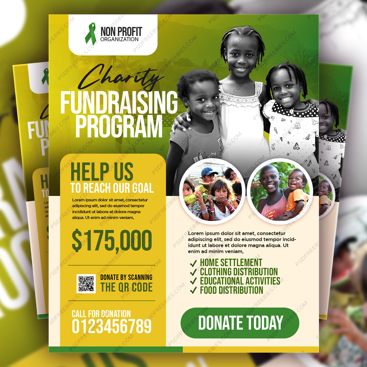Editable NGO Charity Fundraisers Flyer PSD Template | PSDFreebies.com