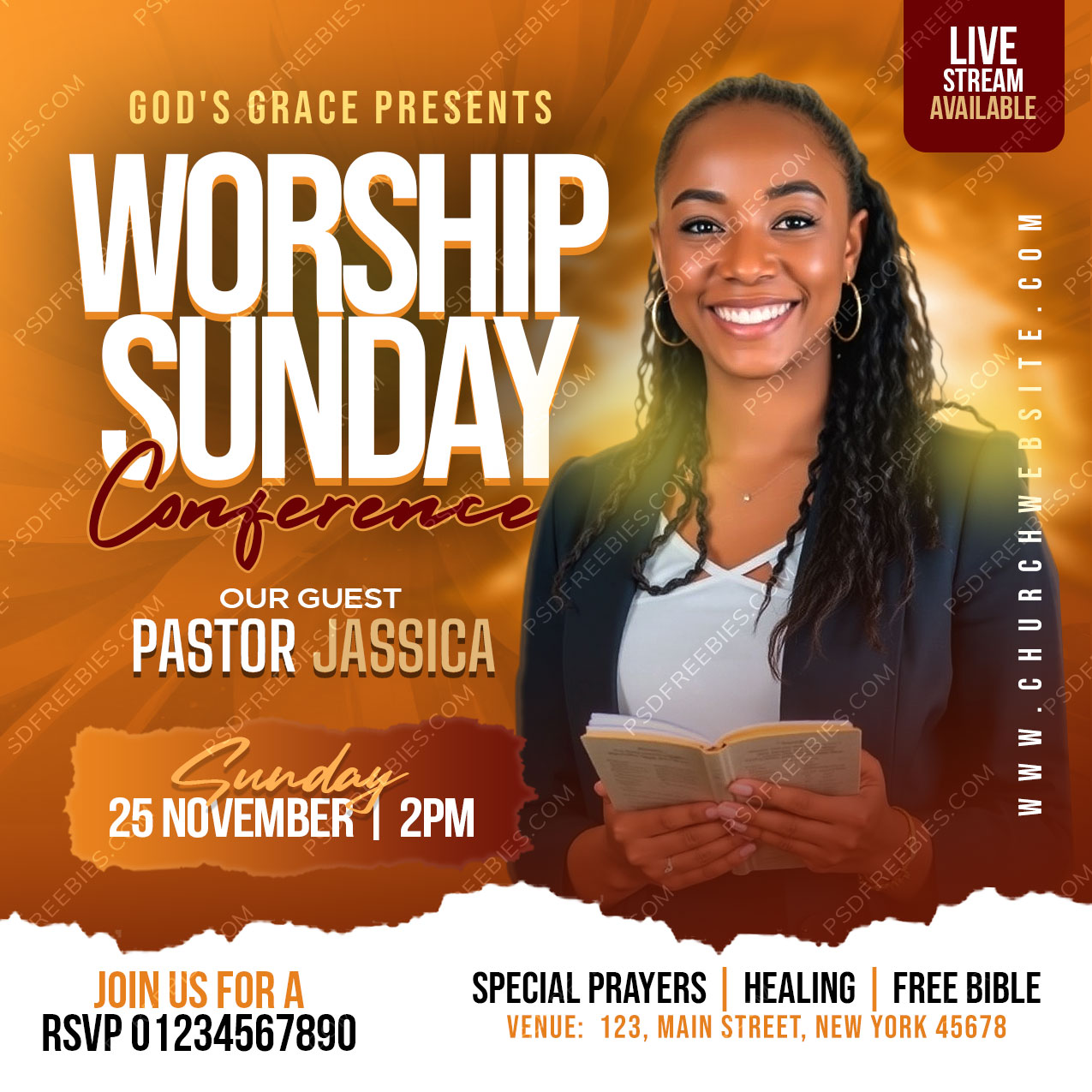 Editable Church Worship Social Media Post PSD | PSDFreebies.com