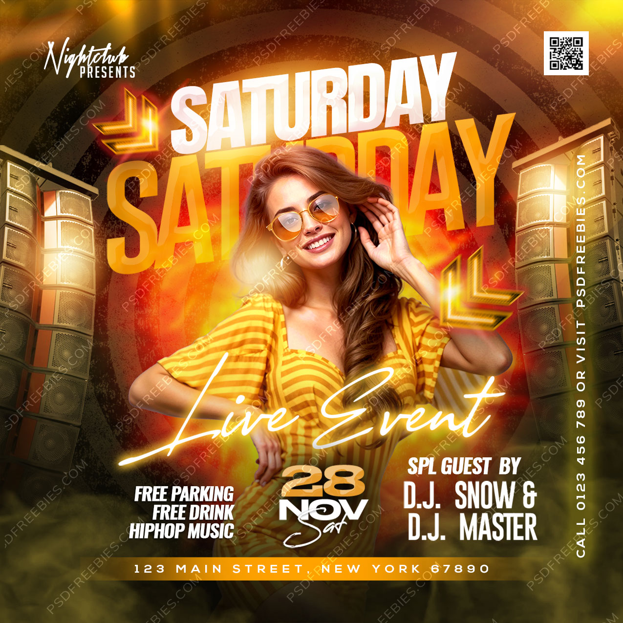 Weekend DJ Night club Party Instagram Post PSD | PSDFreebies.com