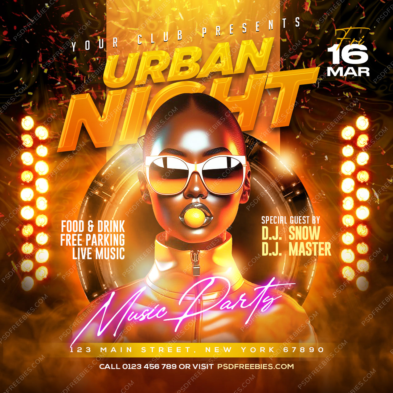 DJ Night Music Event Post Design PSD | PSDFreebies.com