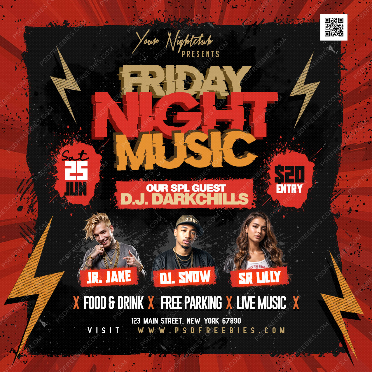 Friday Live Music Event Post PSD Template | PSDFreebies.com