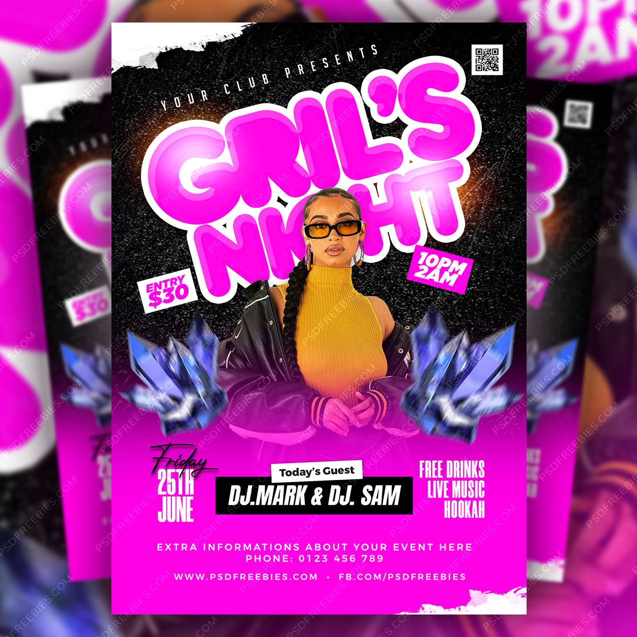 Girls Club Party Flyer PSD Template | PSDFreebies.com