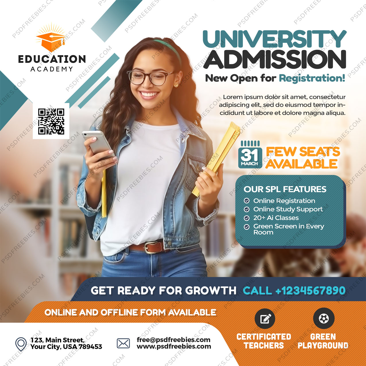 School University Admission Promotion Post PSD | PSDFreebies.com