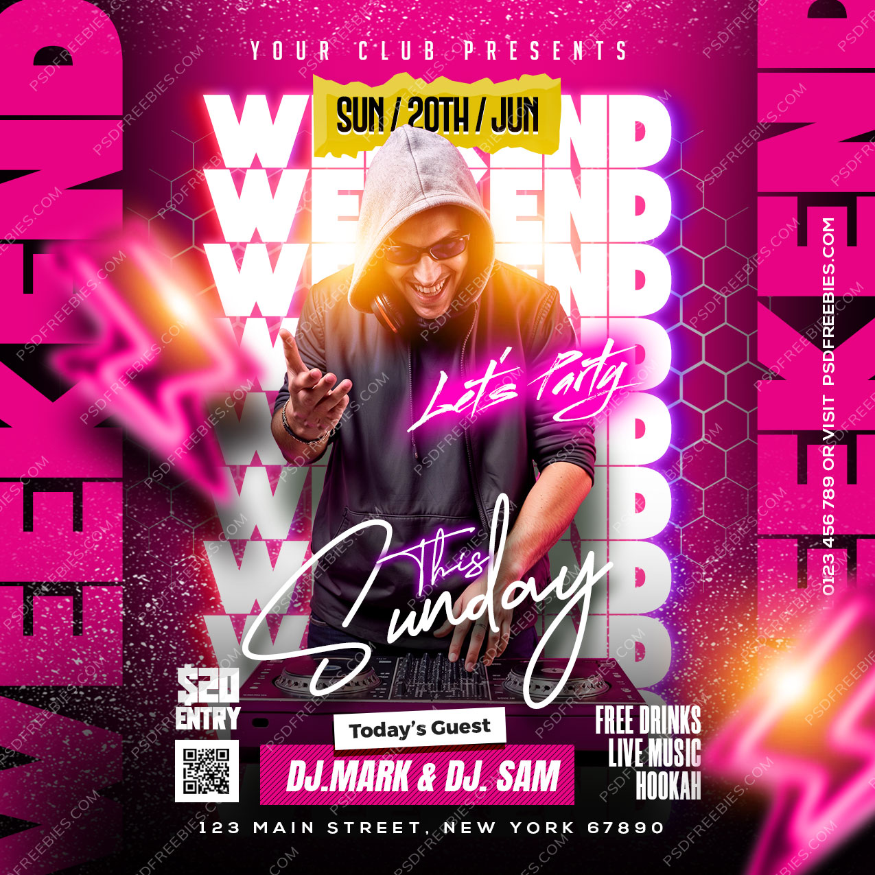 Sunday Club DJ Music Party Post PSD | PSDFreebies.com