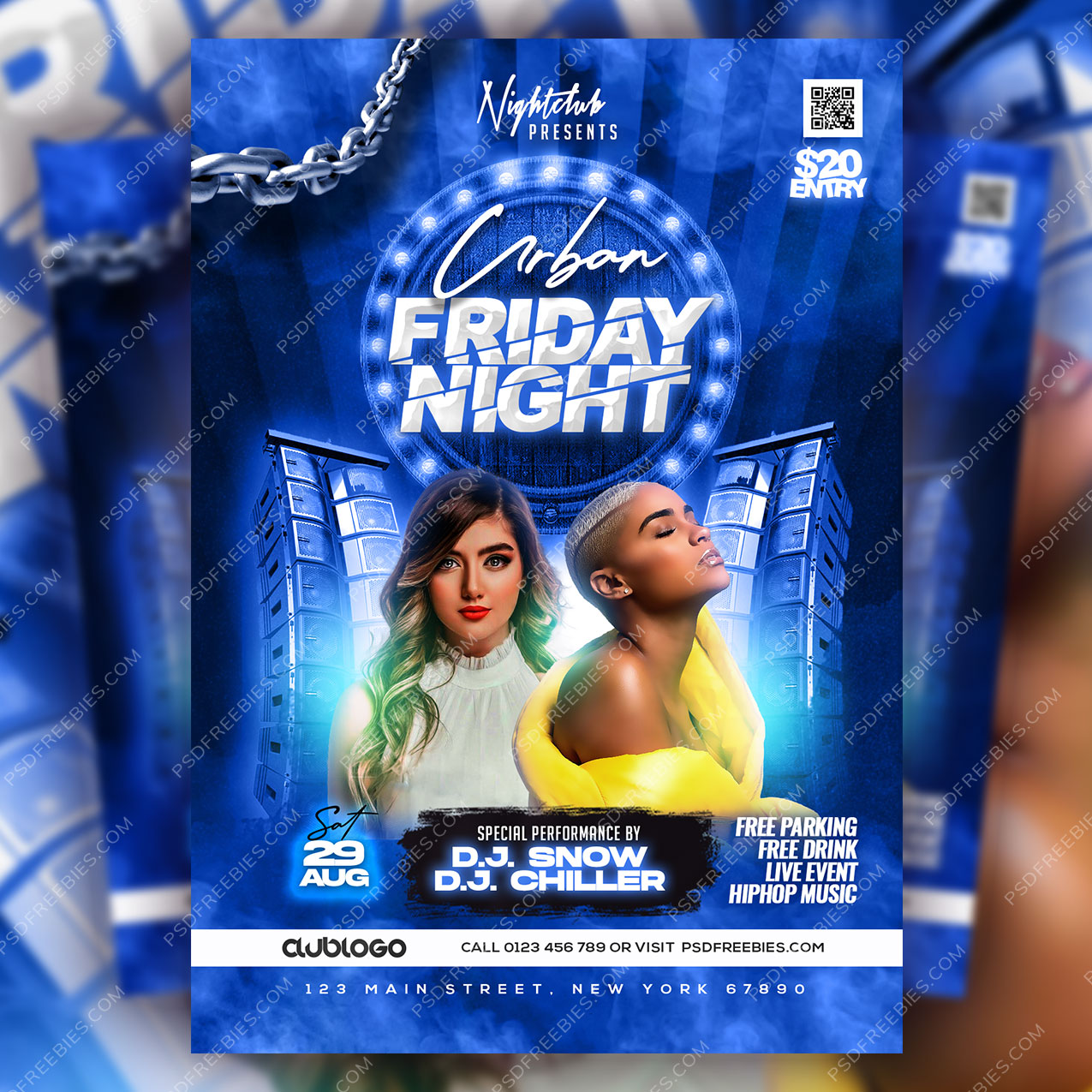 Urban Night Weekend DJ Party Flyer PSD | PSDFreebies.com