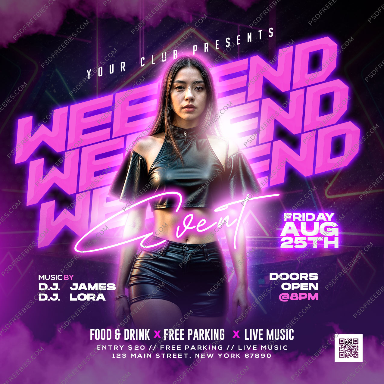 Weekend Club Event Social Media Post PSD | PSDFreebies.com
