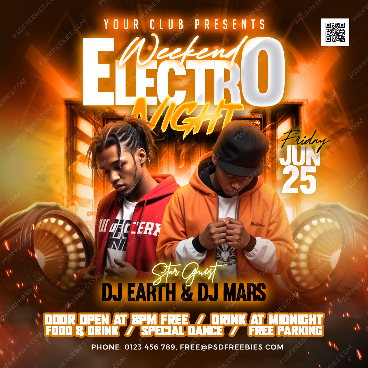Weekend Electro Night Party Post PSD | PSDFreebies.com
