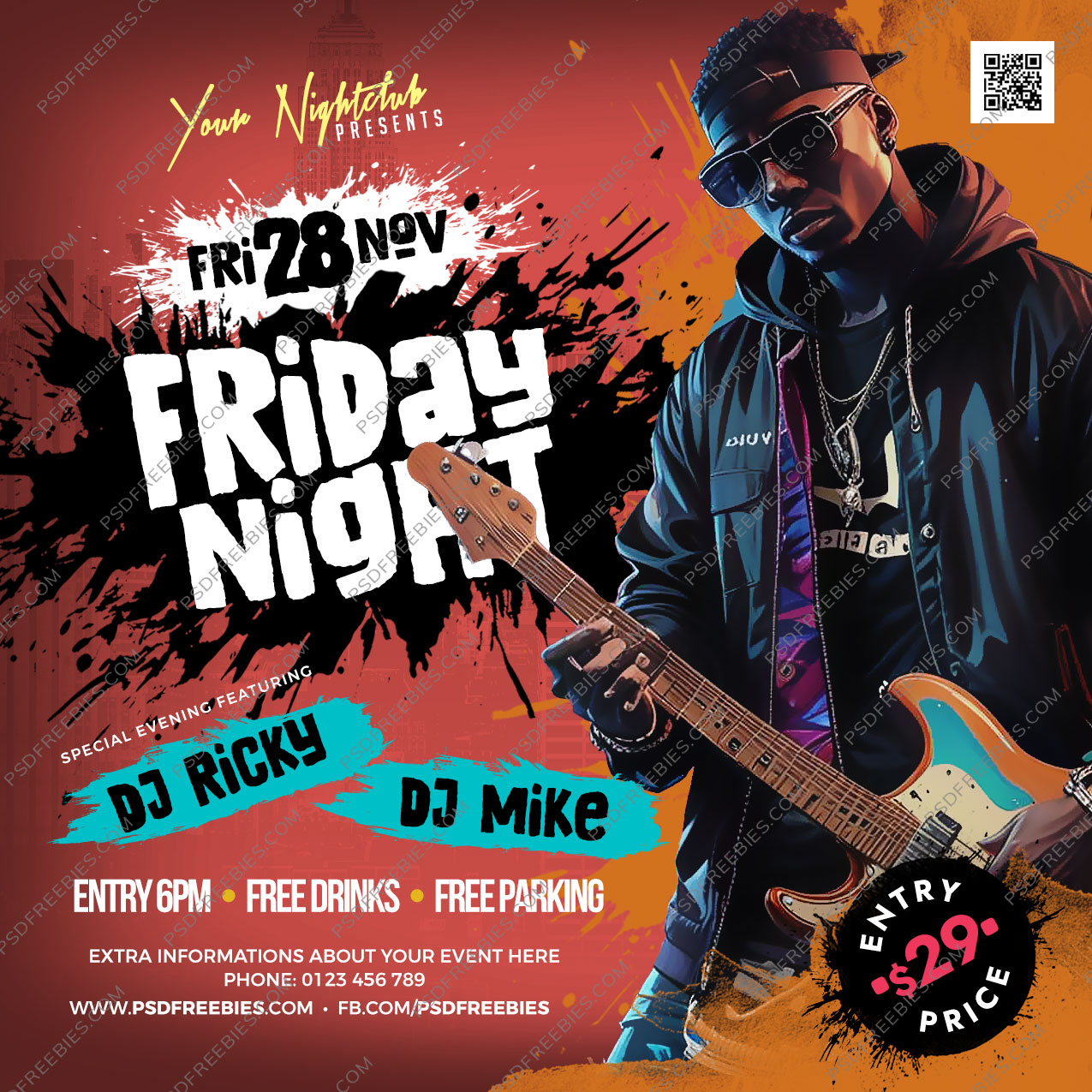 Rock Music Event Post Design PSD | PSDFreebies.com