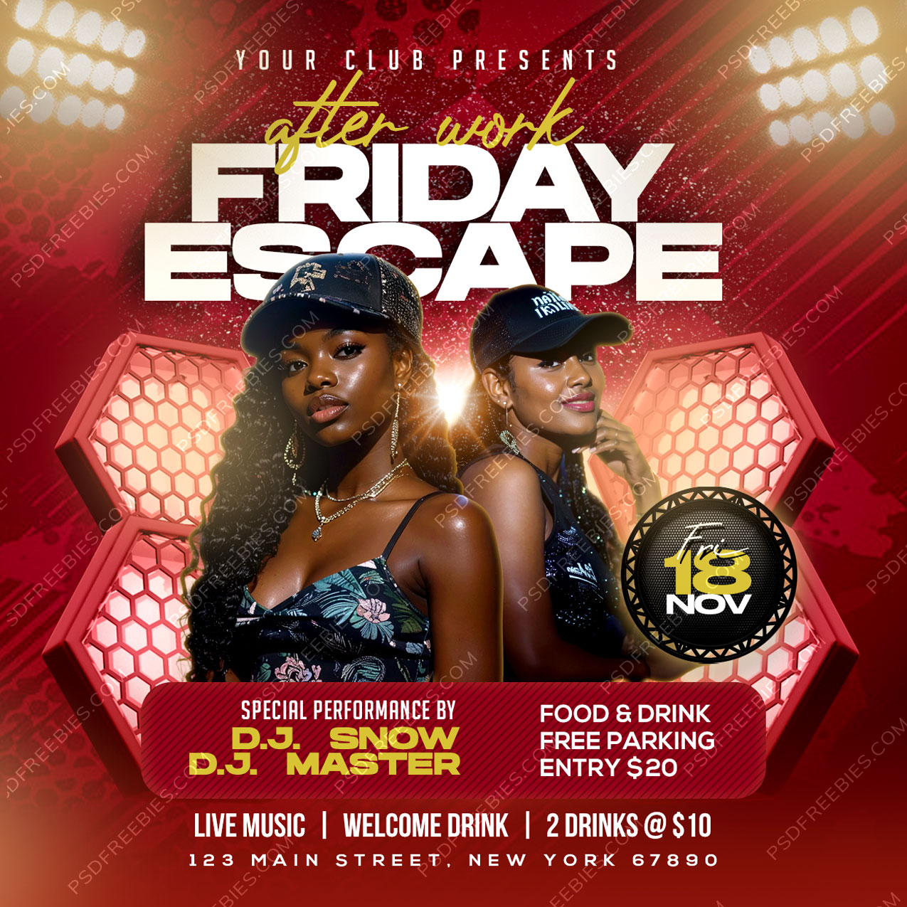 After Work Friday Party Social Media Post PSD | PSDFreebies.com