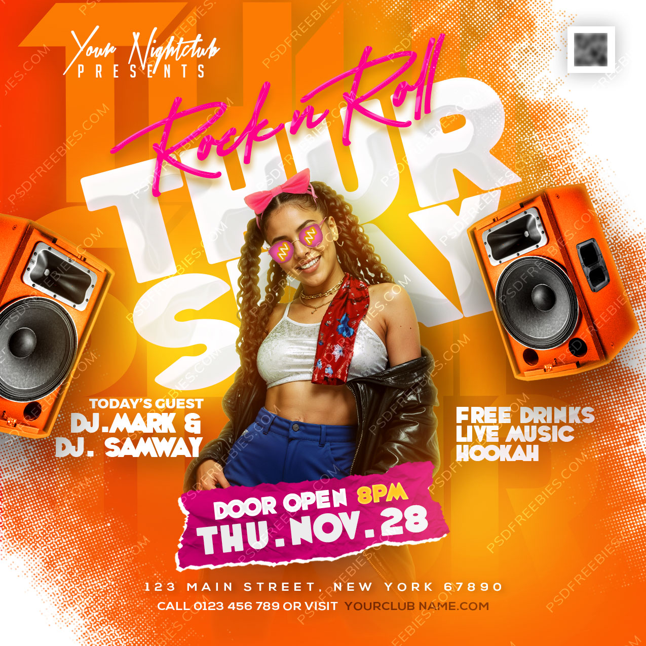 Rock N Roll Thursday Party Post PSD | PSDFreebies.com