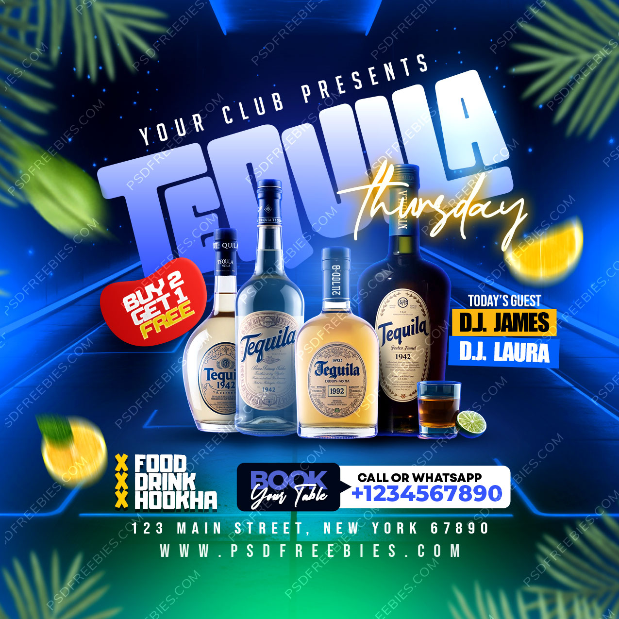 Tequila Thursday Party Social Media Post PSD | PSDFreebies.com